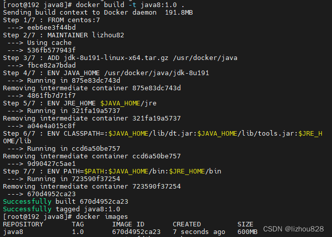在centos7下docker 制作 java8镜像，上传到阿里云镜像仓库_jdk8u191镜像-CSDN博客
