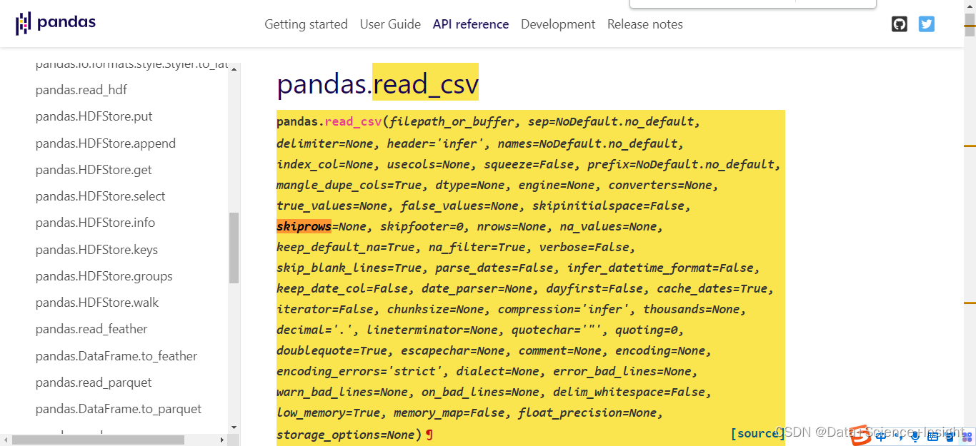 Pandas使用readcsv读取数据使用skiprows参数跳过指定的数据行但保留表头、pandas使用tocsv函数将