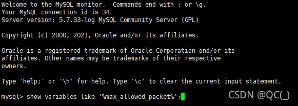 解决mysql 8.0出现PacketTooBigException: Packet for query is too large (2,106 ＞ 2,048)_packet for ...