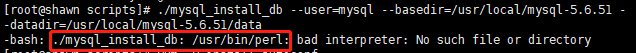 初始化数据库报错-bash: ./scripts/mysql_install_db: /usr/bin/perl: bad interpreter: No such file or ...