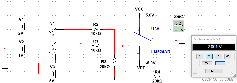Multisim14.0仿真应用设计（七）基于LM324的差分放大器仿真_差分放大电路multisim仿真-CSDN博客