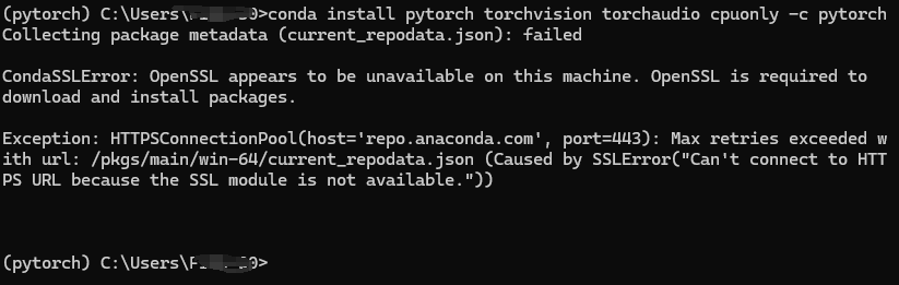 使用conda安装第三方包报错CondaSSLError_condasslerror: openssl appears to be unavailable o-CSDN博客
