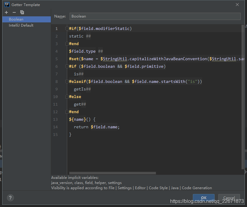 IntelliJ IDEA 布尔(Boolean)类型 Getter/Setter 模板_idea中boolean-CSDN博客