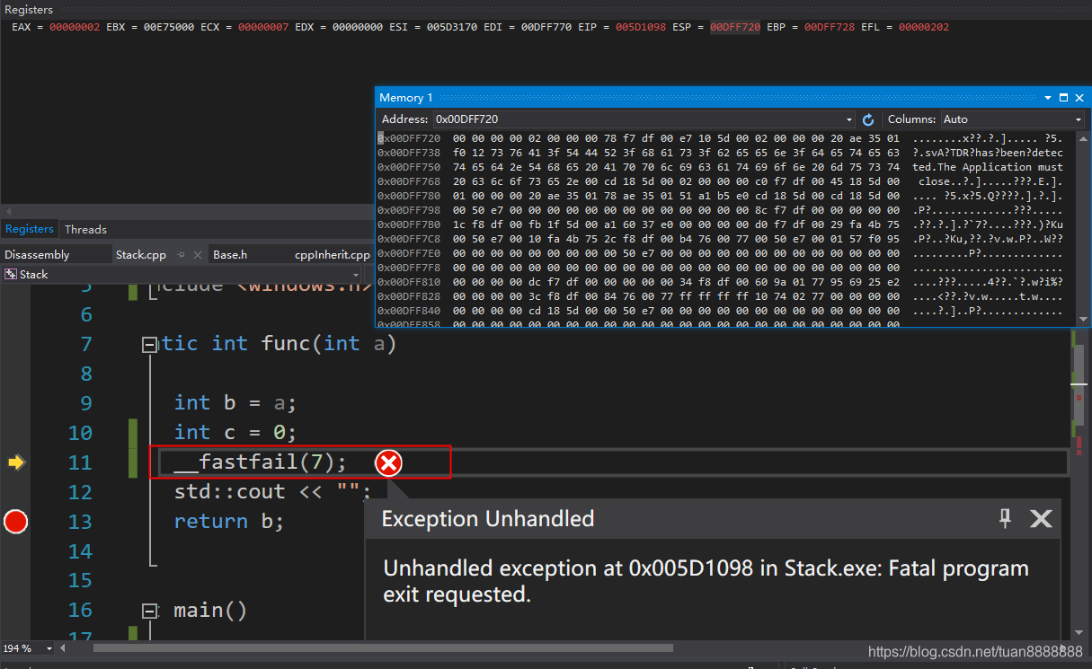 windbg - 调试栈溢出及一个崩溃示例_security check failure or stack buffer overrun-CSDN博客