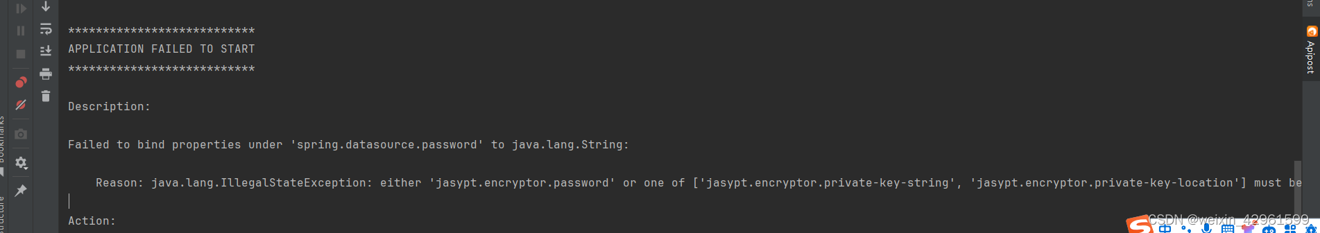 idea运行报错Reason: java.lang.IllegalStateException: either ‘jasypt.encryptor.password‘_reason: java ...