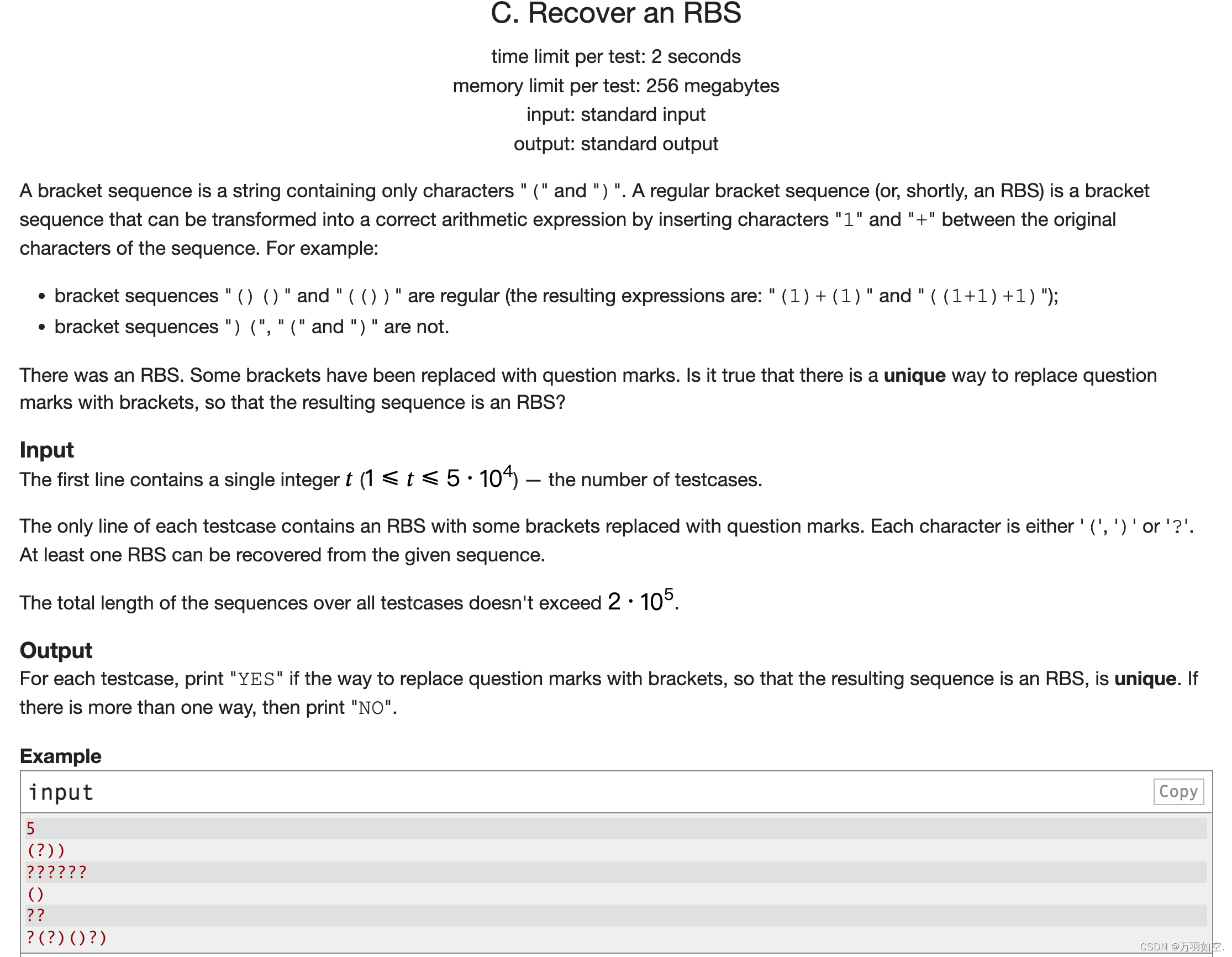 Educational Codeforces Round 132 (Rated for Div. 2) C. Recover an RBS_常规括号序列是 种可以通过在序列的原始字符之间插 ...
