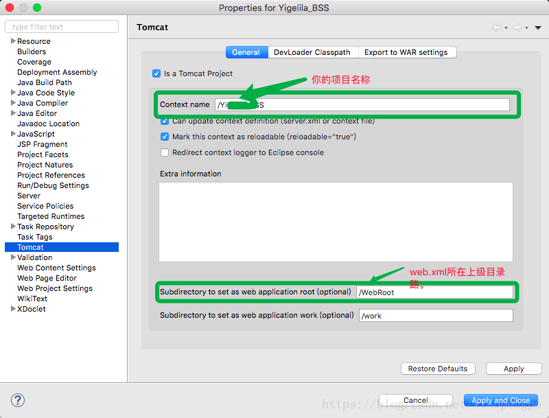 Eclipse 用 tomcat plugin部署Java Web 项目时遇到的Subdirectory to set as web application root无法保存的问题 ...