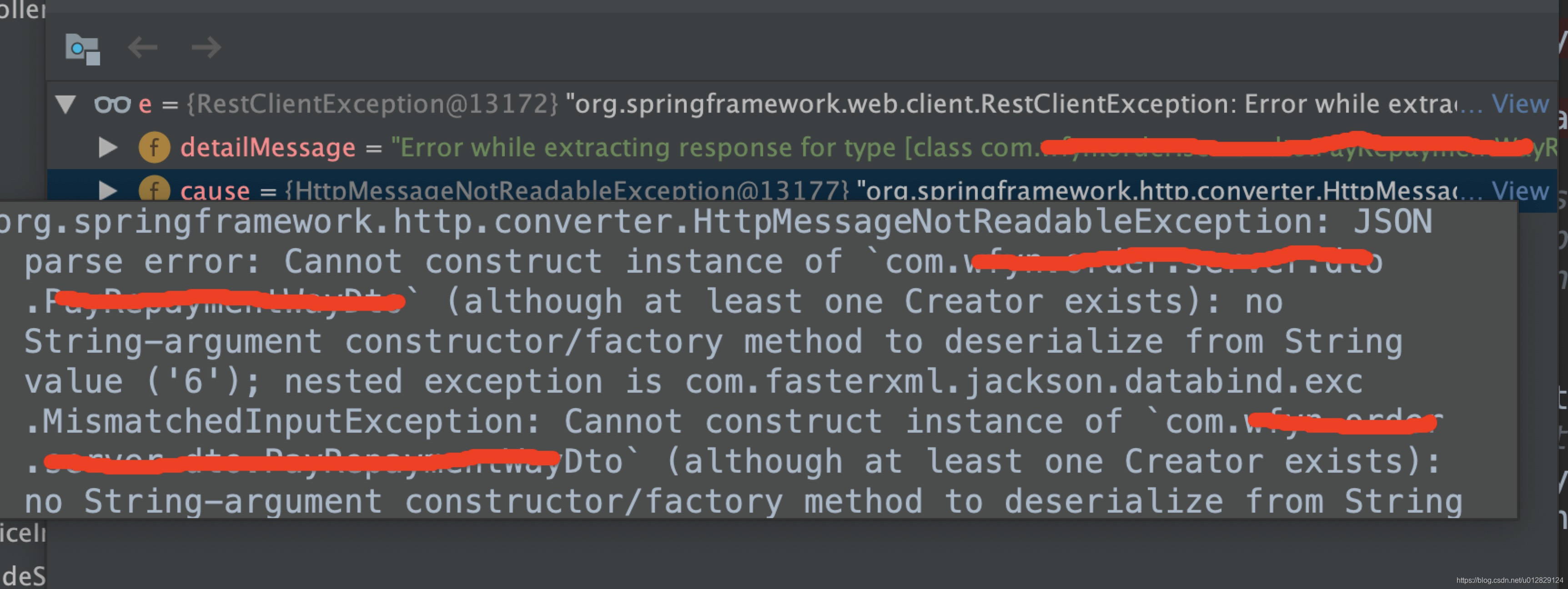 Error while extracting response for type [class xxx] and content type ...