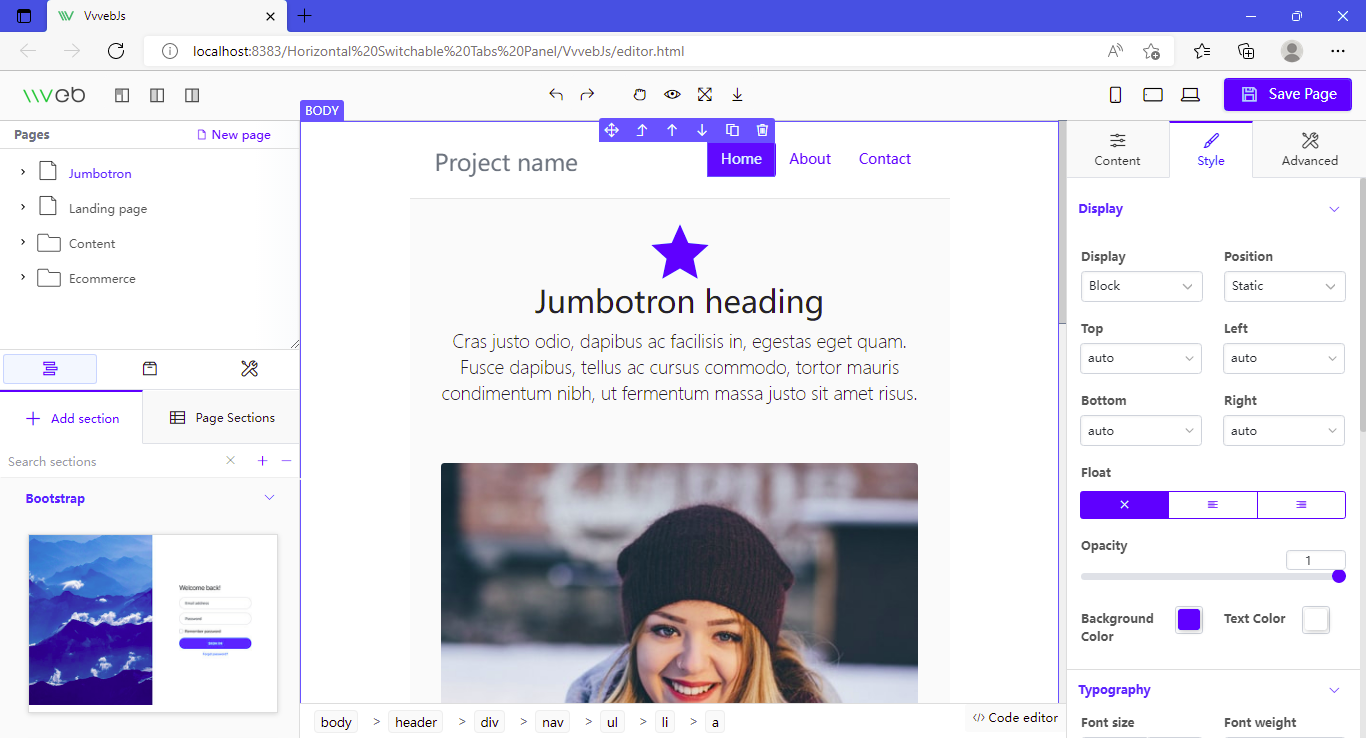 VvvebJs开源的所见即所得WYSIWYG在线网页拖拽自动生成JavaScript库_vvveb.js有没有中文版-CSDN博客