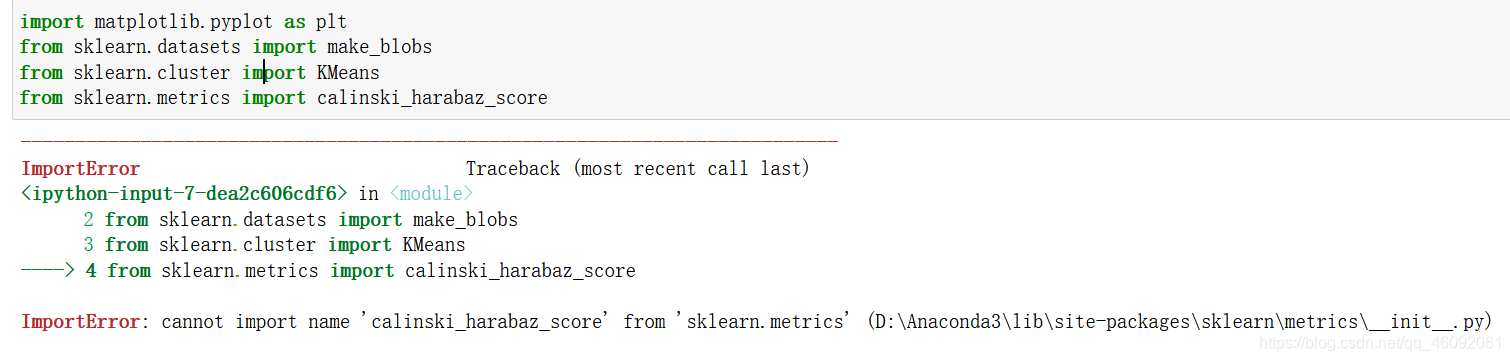 ImportError: cannot import name ‘calinski_harabaz_score‘ from ‘sklearn.metrics‘-CSDN博客