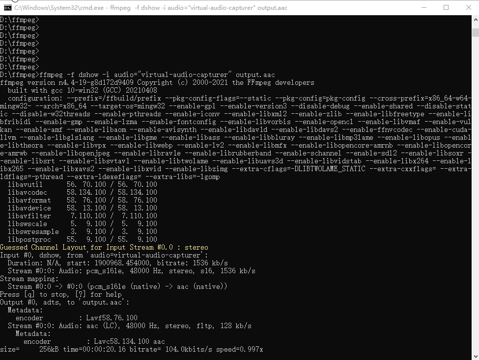 【FFmpeg】音视频录制 ③ ( 使用 ffmpeg 录制 Screen Capturer Recorder 软件生成的虚拟音视频设备 | 录制桌面 | 录制音频 | 同时录制 音频和视频 ...