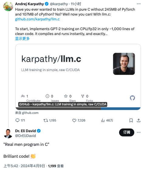 颠覆LLM训练方法！Karpathy仅凭1000行C语言代码、一台Mac训练出GPT-2-CSDN博客