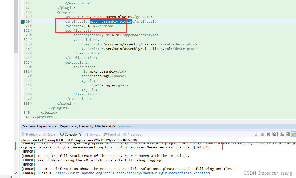 The plugin org.apache.maven.plugins:maven-assembly-plugin:3.4.2 requires Maven version 3.2.5_the ...