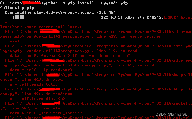 pip install 命令出错，无法安装并且升级pip错误_-m pip install --upgrade pip-CSDN博客