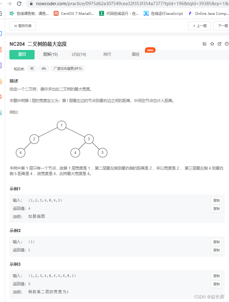 牛客NC204 二叉树的最大宽度【中等 BFS/DFS JAVA,GO,PHP】-CSDN博客