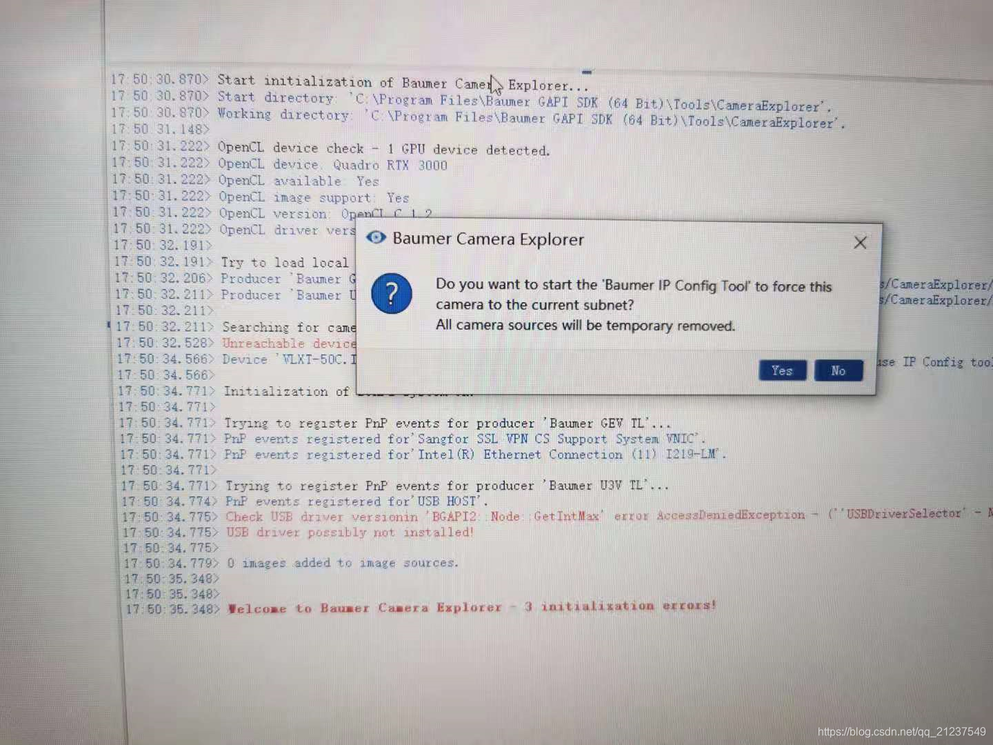 用Baumer相机无法Baumer Camera Explorer中相机无法连接_baumer 搜索不到相机-CSDN博客