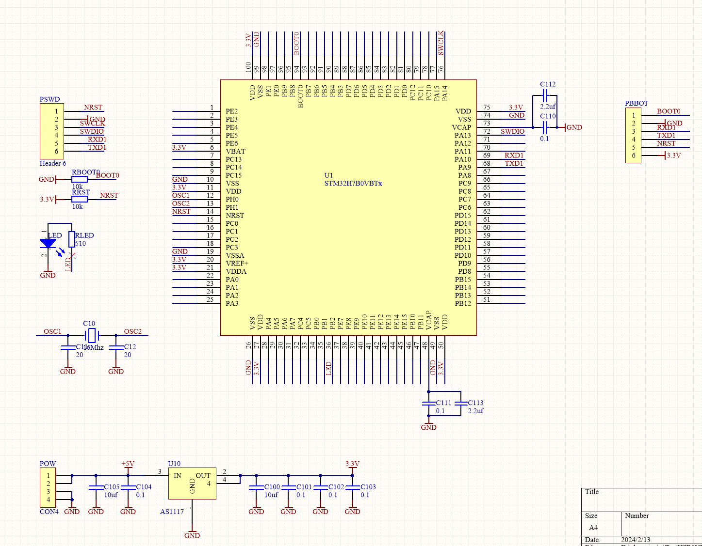 制作 STM32H743VT 测试电路板_stm32h743vi外围参考电路设计-CSDN博客
