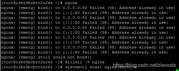 centos7问题nginx: [emerg] bind() to 0.0.0.0:80 failed (98: Address already in use)_centors7中nginx ...
