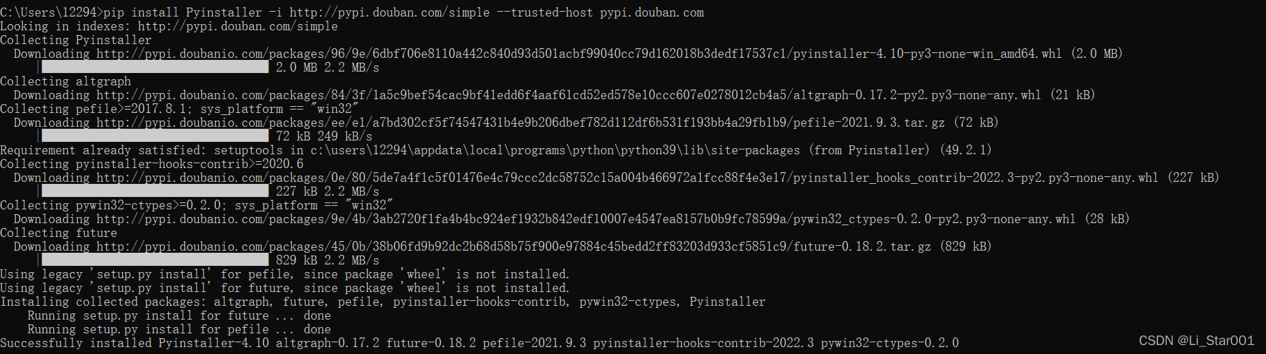 pip install pyinstaller 时报错： WARNING: Retrying (Retry(total=4, connect=None, read=None, redirect ...