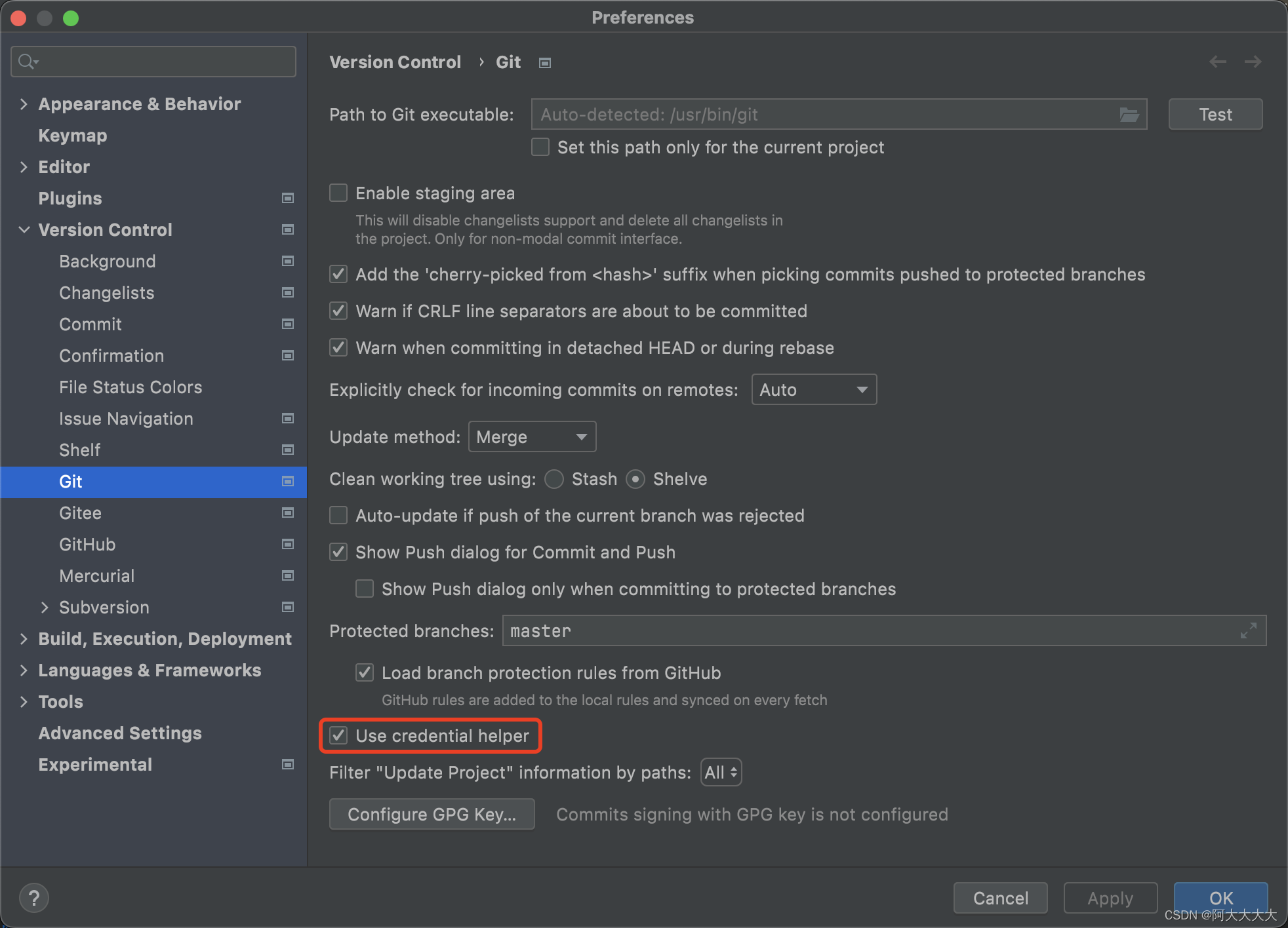 解决could not read Username for ‘https://gitee.com‘: Device not configured_use credential helper ...