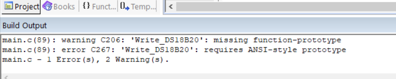 main.c(88): warning C206: ‘init_ds18b20‘: missing function-prototype_init ds18b20 missing ...
