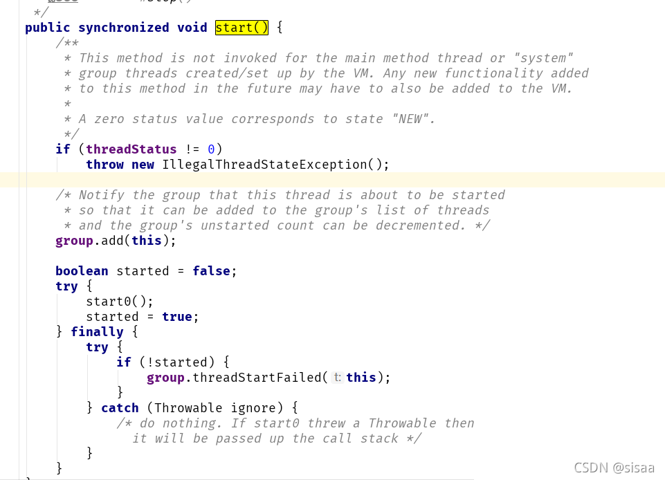 关于Thread的start（）方法，底层一些记录_无法从方法组转换为threadstart-CSDN博客