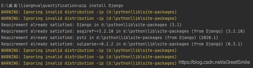 解决Python安装库时出现的Requirement already satisfied问题_用django导入模块时候出现 ...