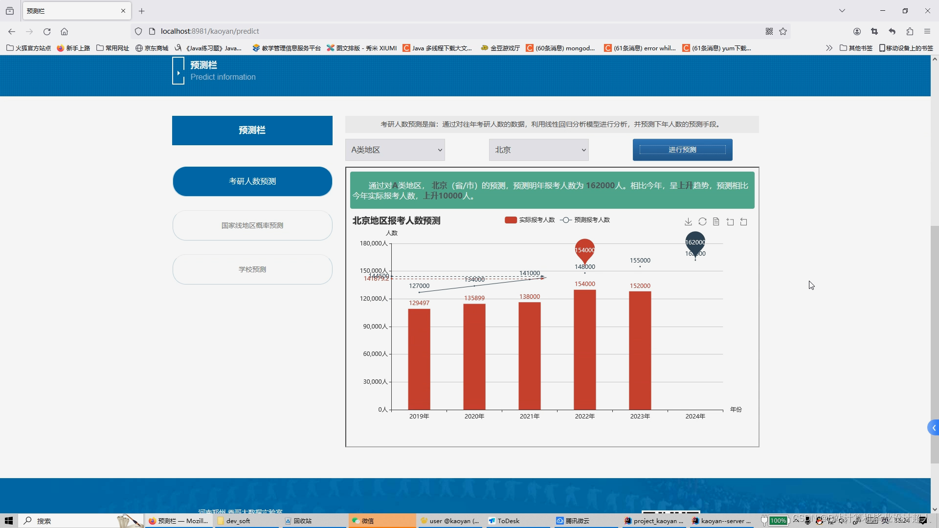 大数据毕业设计pythonspark考研分数线预测 考研人数预测 考研预测系统 考研推荐系统 考研数据分析 考研爬虫 考研大数据 计算机毕业设计 机器学习 深度学习 人工智能 知识图谱基于