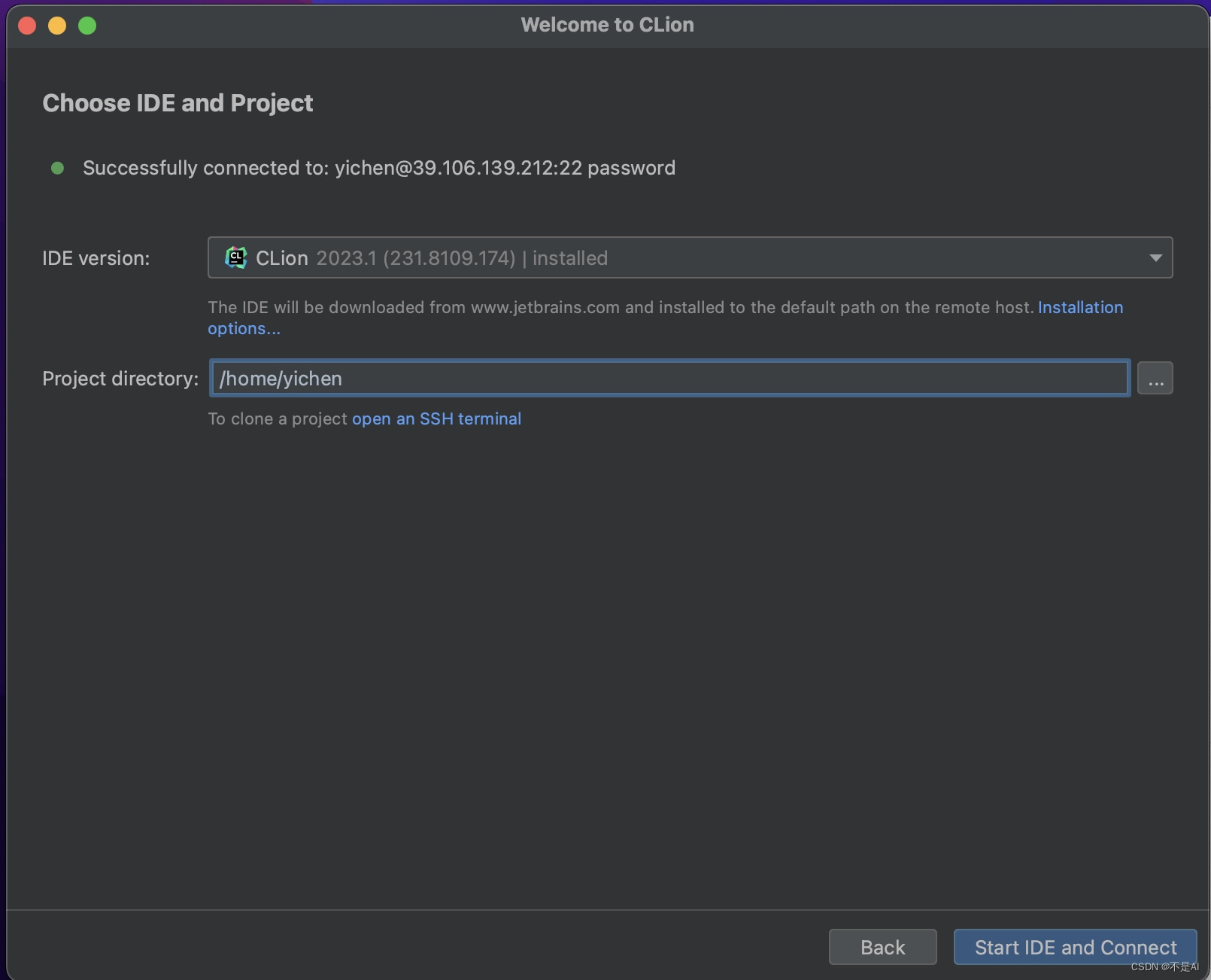 【软件使用教程】MacOS 使用CLion 连接远程ssh服务器_clion ssh-CSDN博客