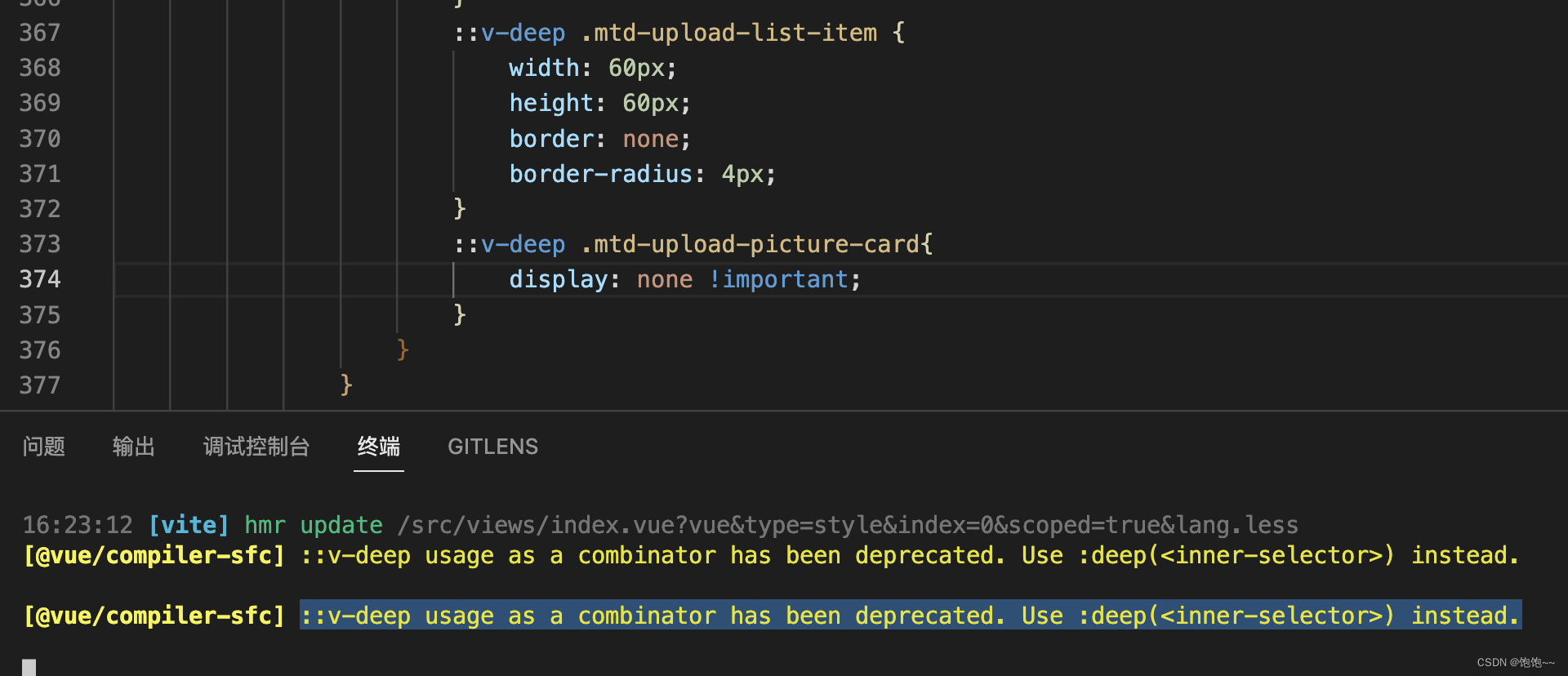 ::v-deep usage as a combinator has been deprecated. Use :deep(＜inner-selector＞) instead.-CSDN博客