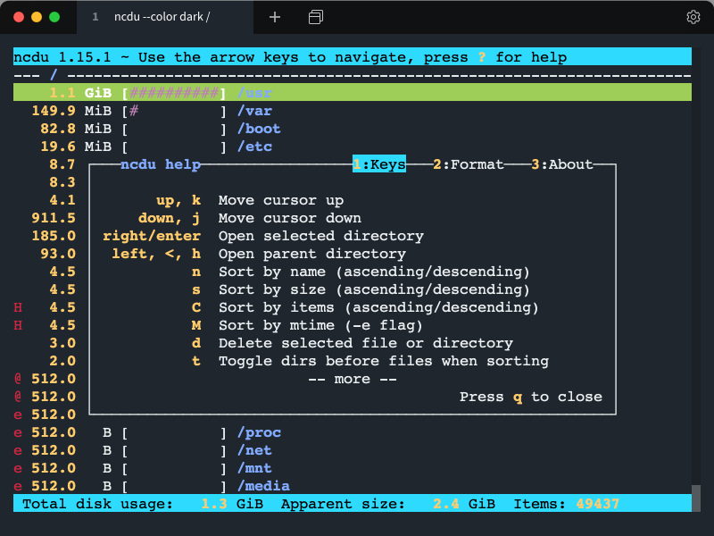 ncdu 磁盘使用分析查看工具_干货-CSDN专栏