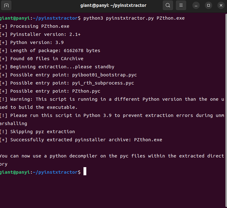 一道ctf题讲解python打包程序的逆向和pyinstxtractor的使用_python打包的exe文件re逆向ctf-CSDN博客