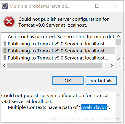 Could not publish server configuration for Tomcat v9.0 Server at localhost. 解决方法-CSDN博客
