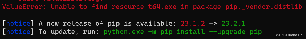 pip更新报错的解决办法_a new release of pip is available: 23.2.1 -> 23.3.-CSDN博客