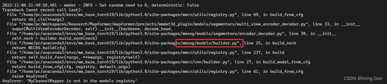MMDet3D——报错解决：KeyError: ‘XXX is not in the models registry‘_keyerror: 'resnet is not in the ...