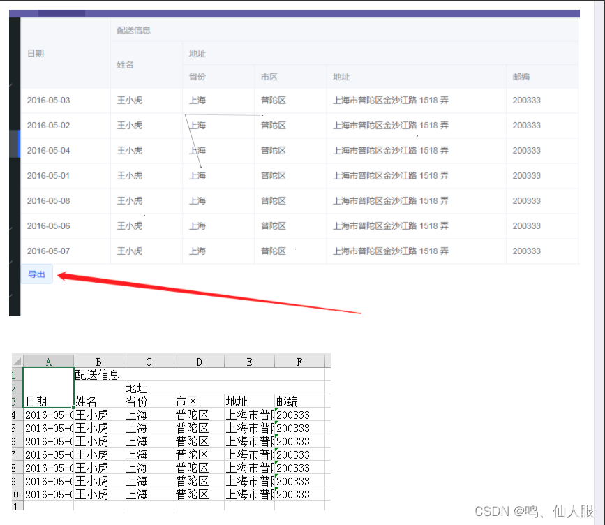前端VUE+ElementUI导出复杂（多级表头、合并单元格）excel表格 el-table转为excel导出_this.$refs 导出合并单元格-CSDN博客