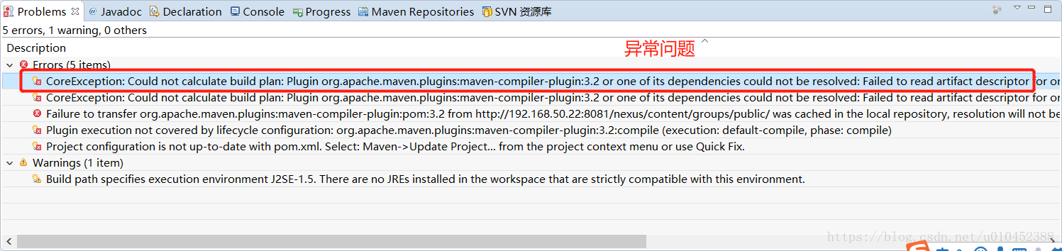 CoreException: Could not calculate build plan: Plugin org.apache.maven.plugins:maven-compiler ...