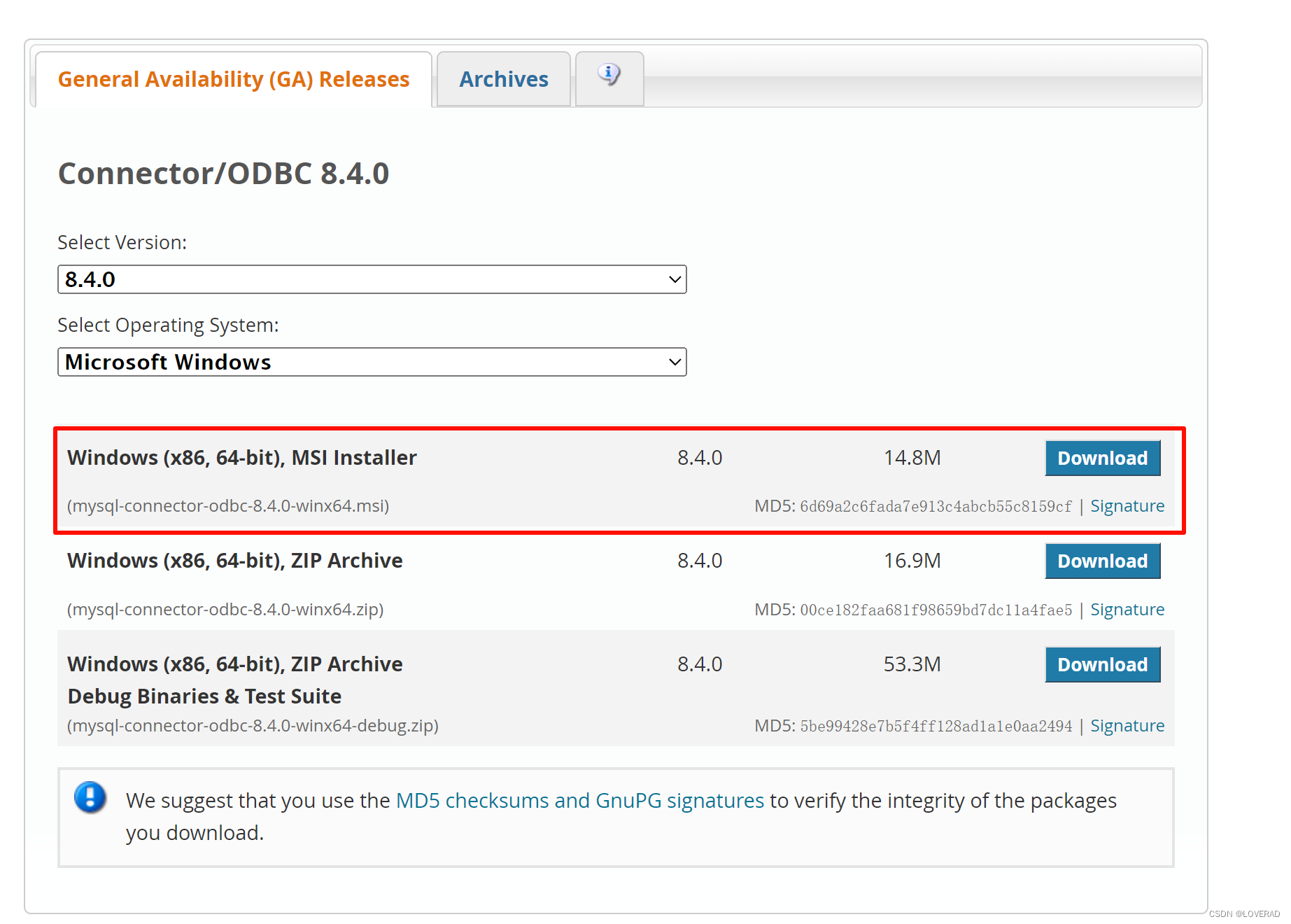 MySQL的ODBC驱动下载、安装以及配置数据源_mysql odbc驱动-CSDN博客