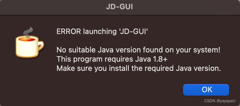 解决 MacOS BigSur JD-GUI 打开失败的问题_error launching 'jd-gui' no suitable java version -CSDN博客