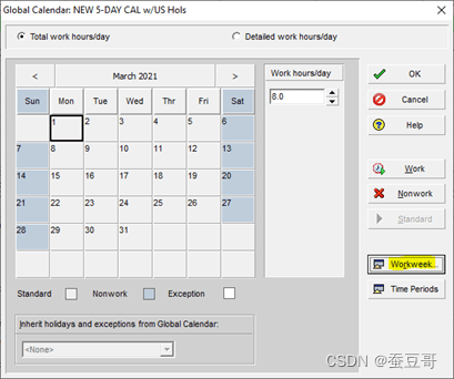 Primavera P6 Calendars 全局日历和项目日历Calendar_p6日历设置-CSDN博客