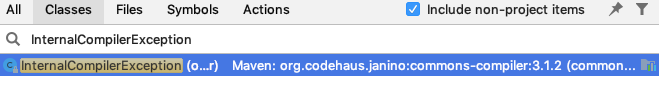 72 java.lang.NoClassDefFoundError: org/codehaus/janino/InternalCompilerException_org.codehaus ...
