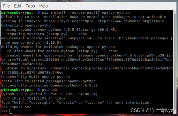 树莓派4B安装opencv-python_无法定位软件包 python-opencv-CSDN博客
