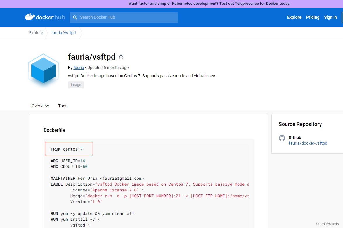 注意避坑：centos7官方版镜像不支持arm架构（docker请求的映像的平台（linux/aamd64）与检测到的主机平台（linux/alm64/v8）不匹配）fauria/vsftpd ...