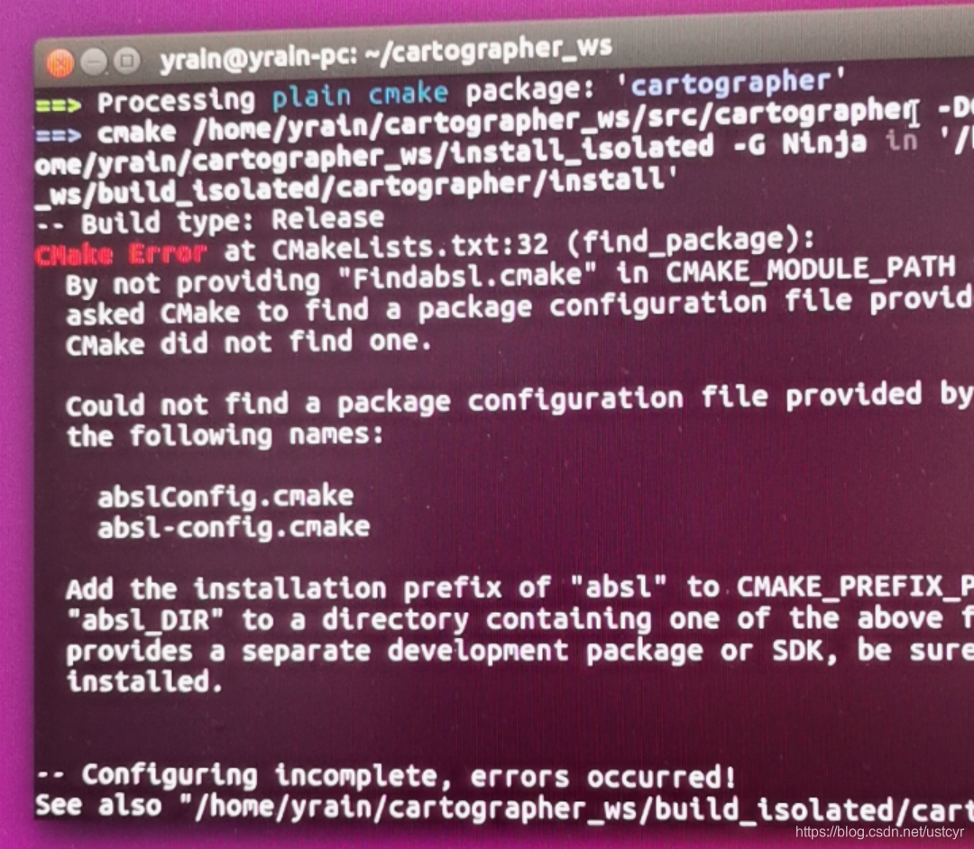 安装cartographer时，absl报错问题解决方法。_cartographer absl-CSDN博客