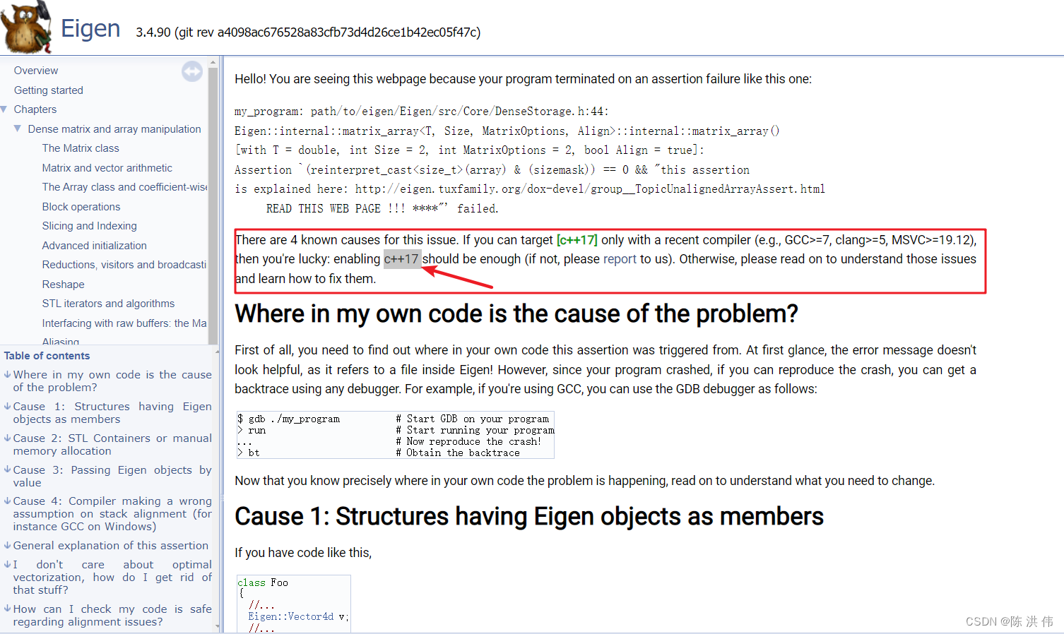 /include/Eigen/src/Core/DenseStorage.h:109: Eigen::internal::plain_array＜T, Size ...