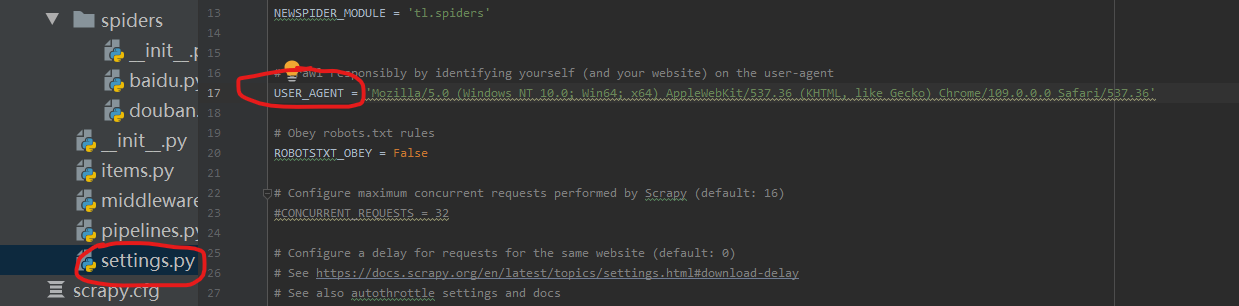 Scrapy 提示错误 Debug Crawled 403 ＜get Top250＞ Referer None Debug