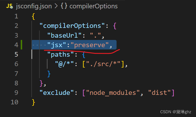 解决Vue问题：TypeScript intellisense is disabled on template. To enable, configure `“jsx“..._jsx ...