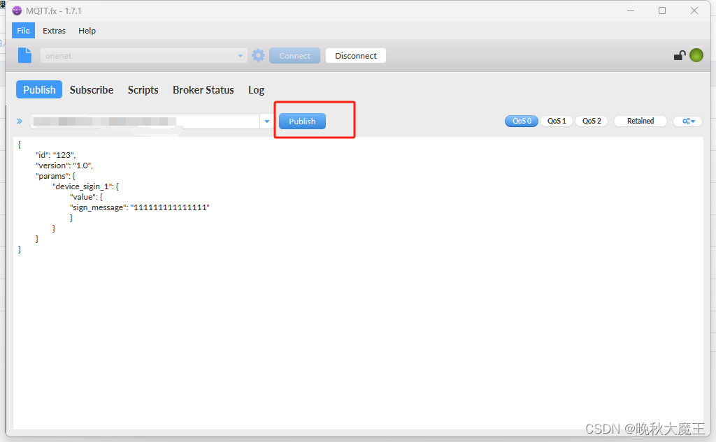 onenet平台使用日记——mqttfx连接onennet执行消息上报与下发。_怎么通过 onenet下发数据-CSDN博客